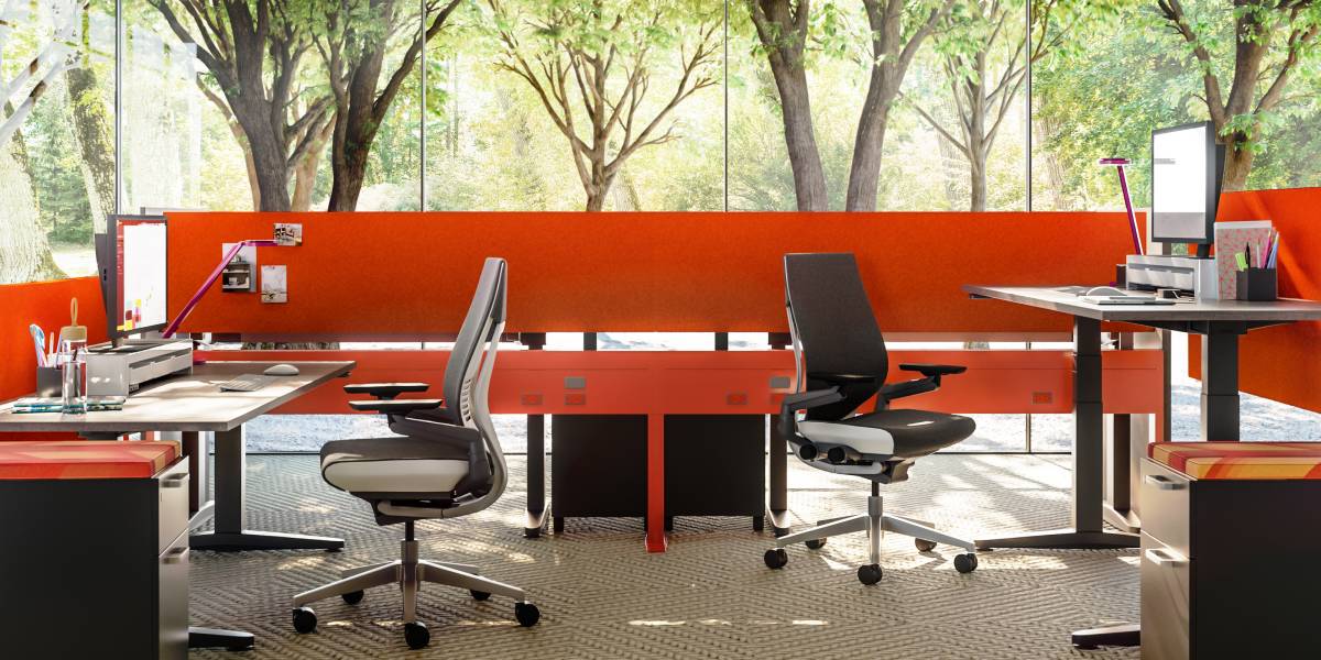 Answer Fence Office Desk Barrier with Access to Power | Steelcase
