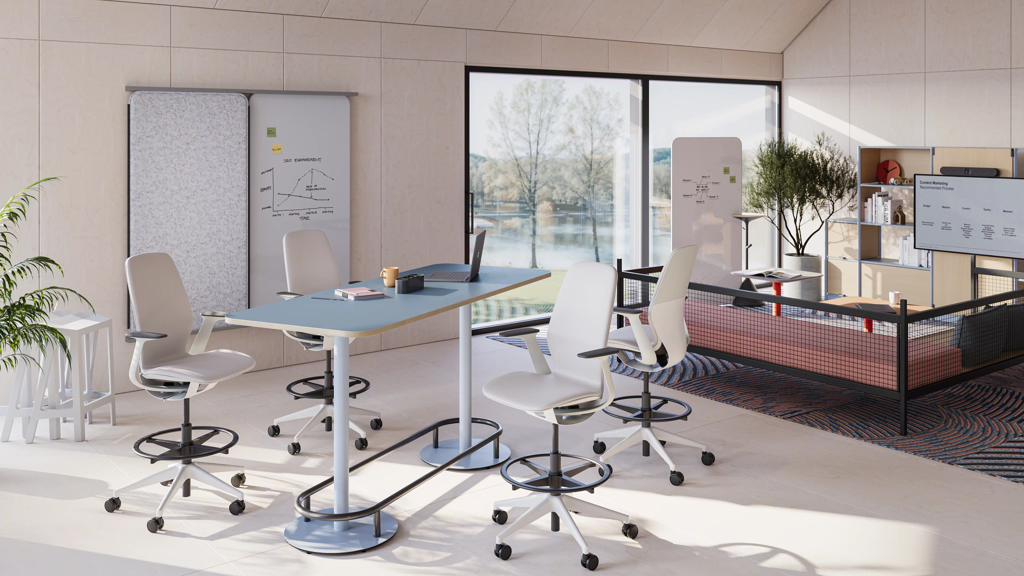 Obelos Collaboration Tables for Hybrid Meetings - Steelcase